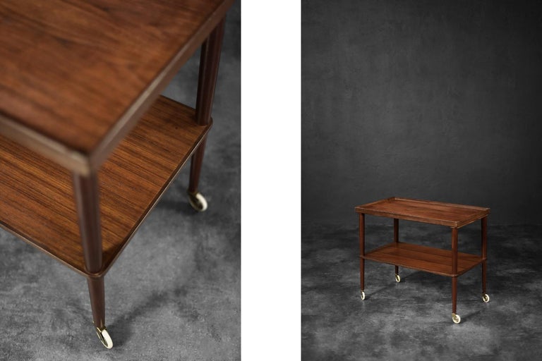 Vintage Mid-Century Danish Modern Teak 2-Level Table Serving Trolley or ...