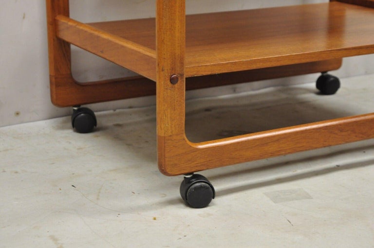 Vintage Midcentury Danish Modern Teak 2 Tier Rolling Bar Cart Server ...