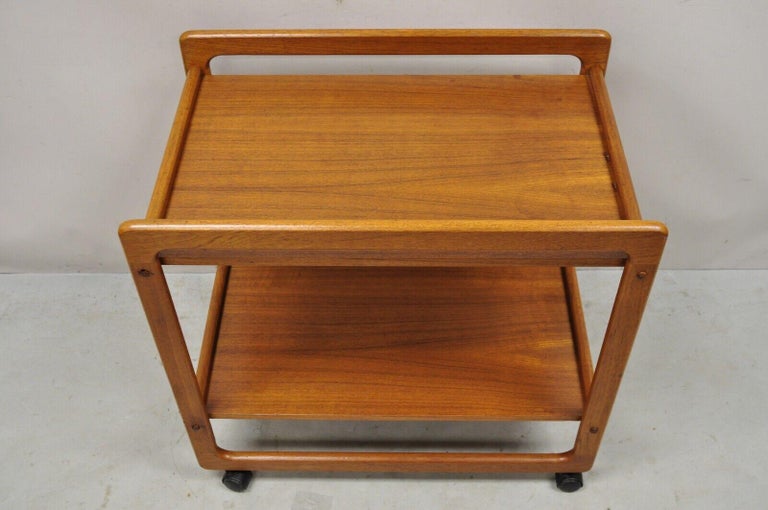 Vintage Midcentury Danish Modern Teak 2 Tier Rolling Bar Cart Server ...