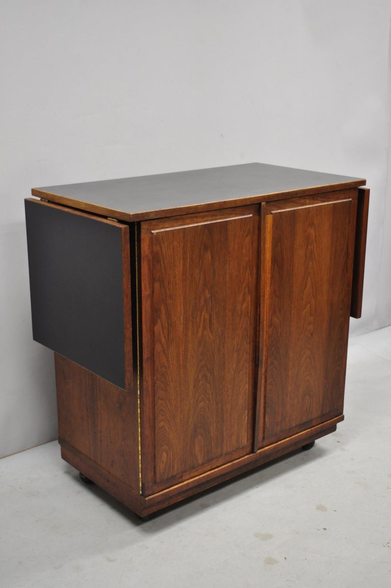 Vintage Midcentury Danish Modern Teak Drop-Leaf Rolling Bar Cart ...