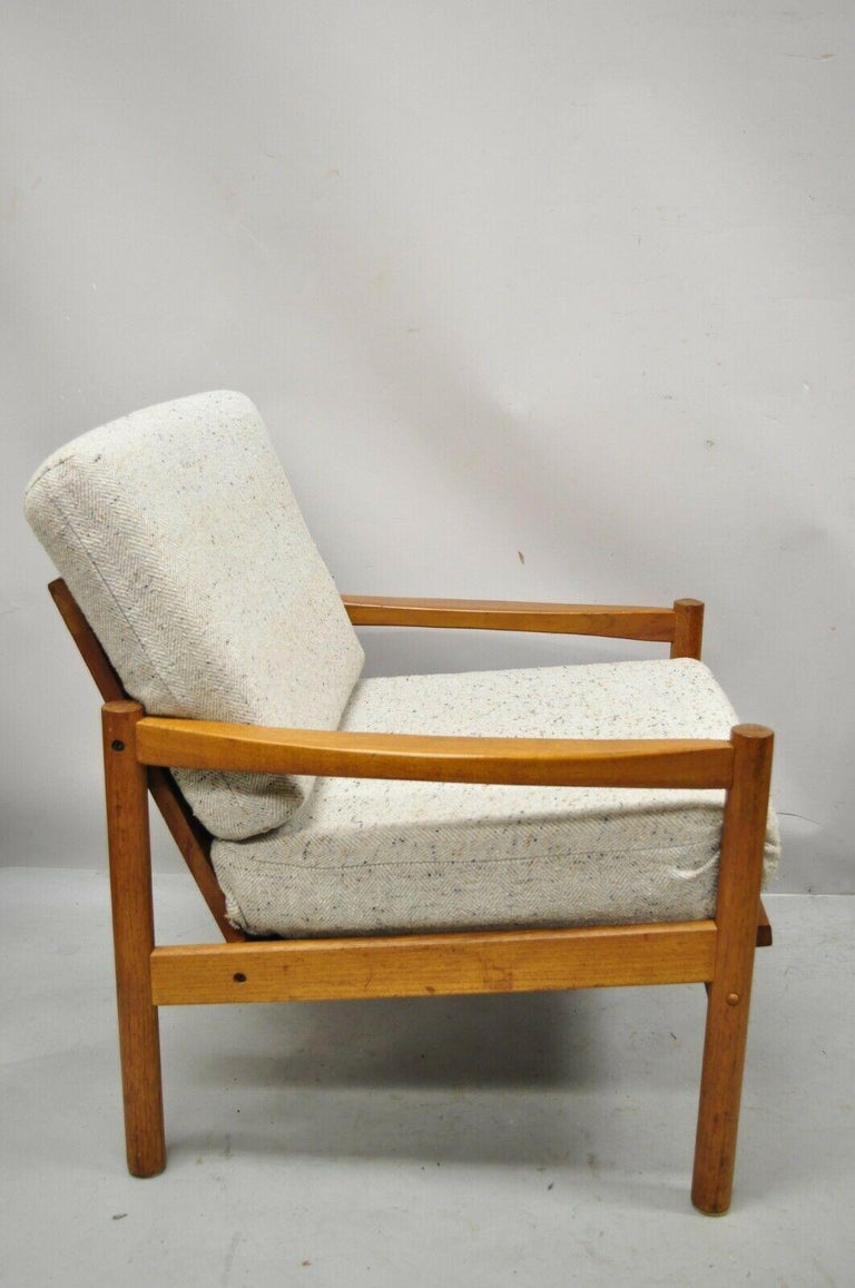 Vintage Mid Century Danish Modern Teak Wood Lounge Club Arm Chair ...