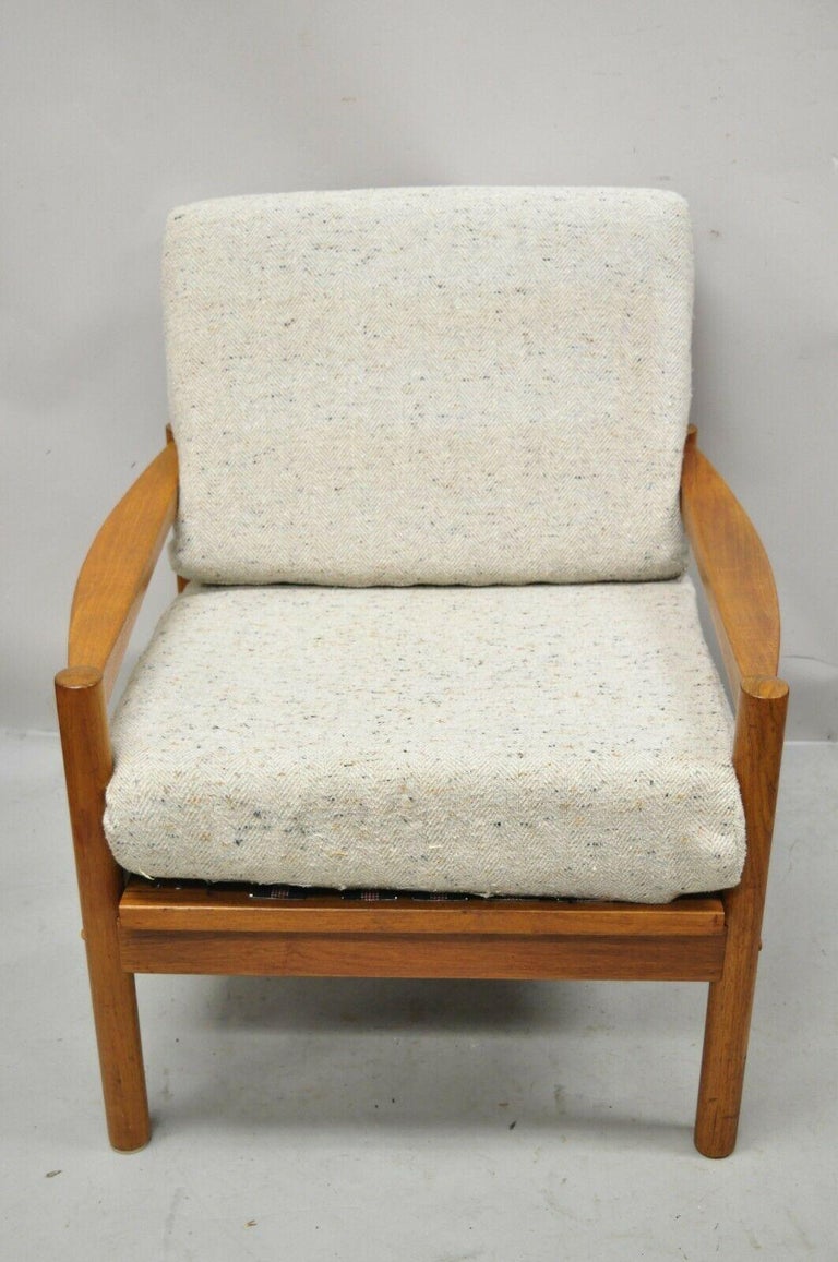 Vintage Mid Century Danish Modern Teak Wood Lounge Club Arm Chair ...