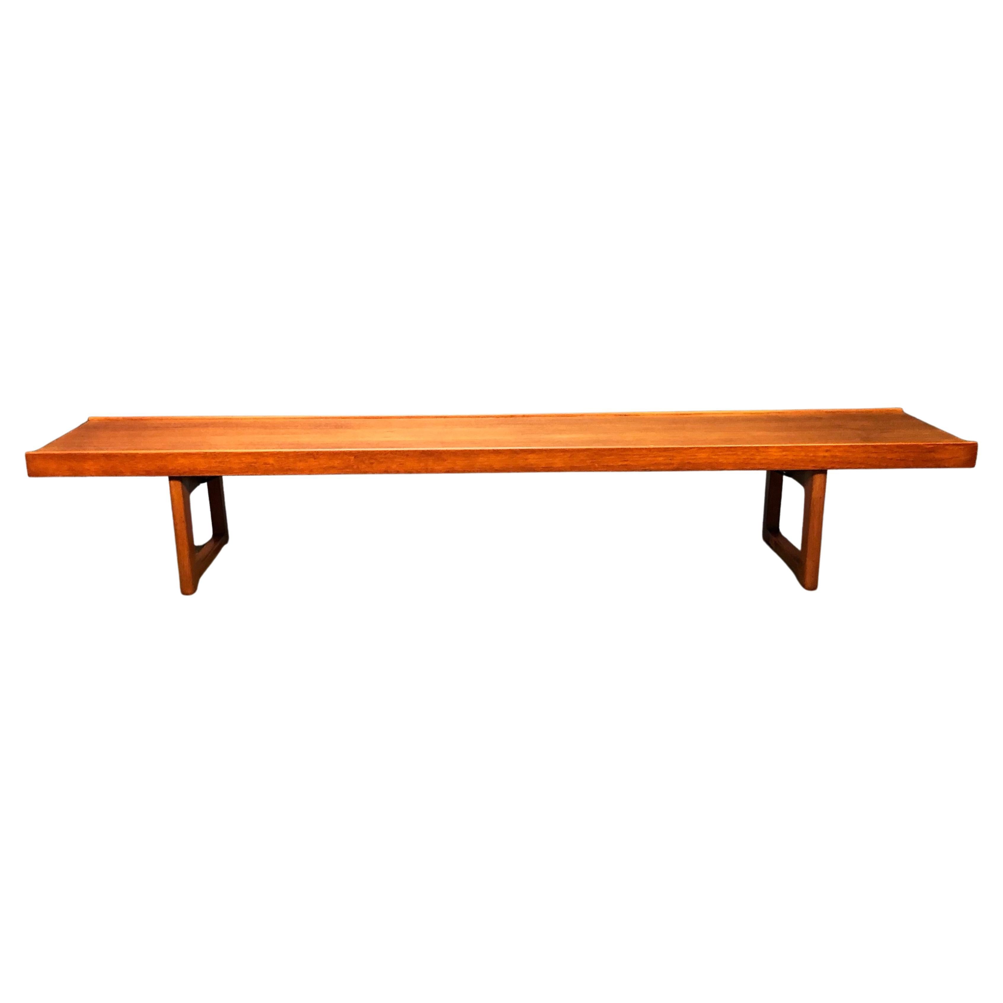 Pair of Mid-Century Danish Modern Teak Benches with Black Leatherette ...