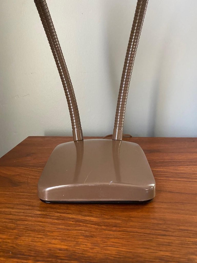 Vintage Mid Century Double Gooseneck Desk Lamp For Sale at 1stDibs