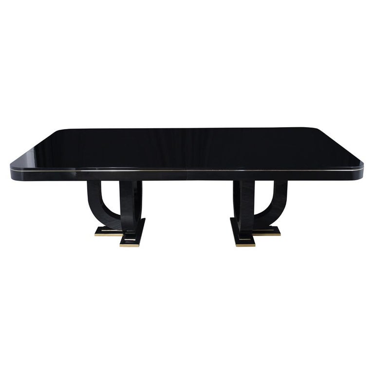 Vintage Modern Extendable Ebonized Dining Table at 1stDibs