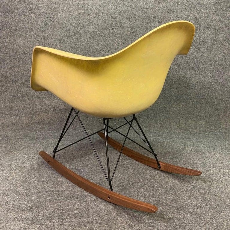 Vintage Midcentury Fiberglass Rocking Chair by Charles Eames For Sale ...