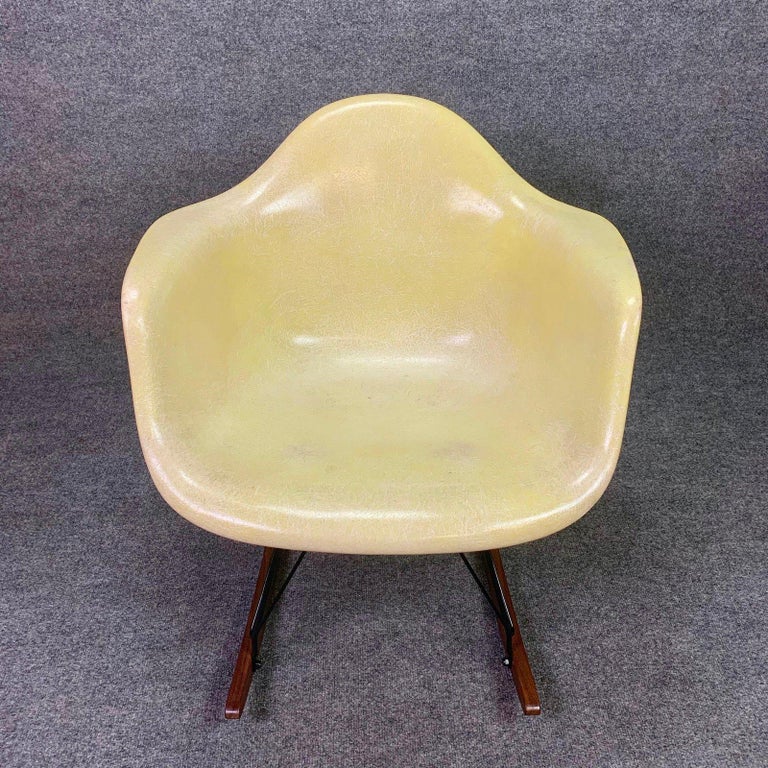 Vintage Mid Century Fiberglass Rocking Chair by Charles Eames at 1stDibs