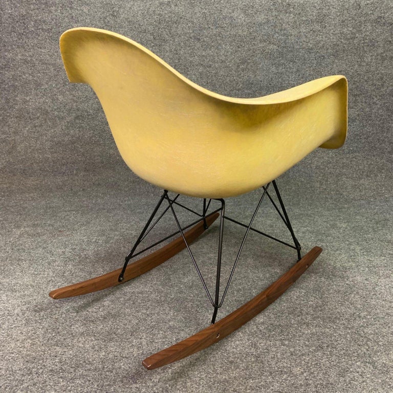 Vintage Mid Century Fiberglass Rocking Chair by Charles Eames at 1stDibs