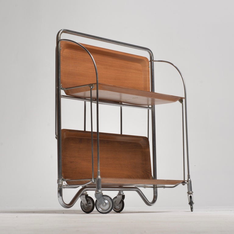 Vintage Mid-Century Foldable Serving Trolley For Sale at 1stDibs