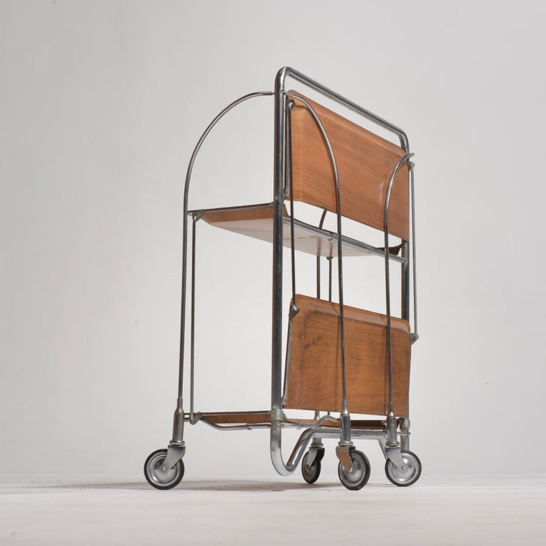 Vintage Mid-Century Foldable Serving Trolley For Sale at 1stDibs
