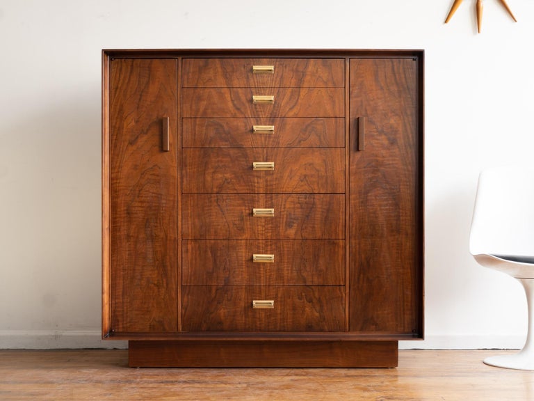 Vintage Mid-Century Founders Large Walnut Highboy Dresser / Gentleman's ...