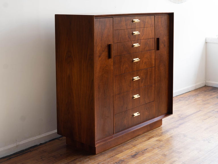Vintage Mid-Century Founders Large Walnut Highboy Dresser / Gentleman's ...