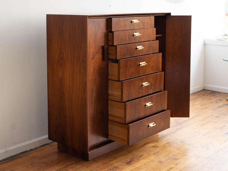 Vintage Mid-Century Founders Large Walnut Highboy Dresser / Gentleman's ...