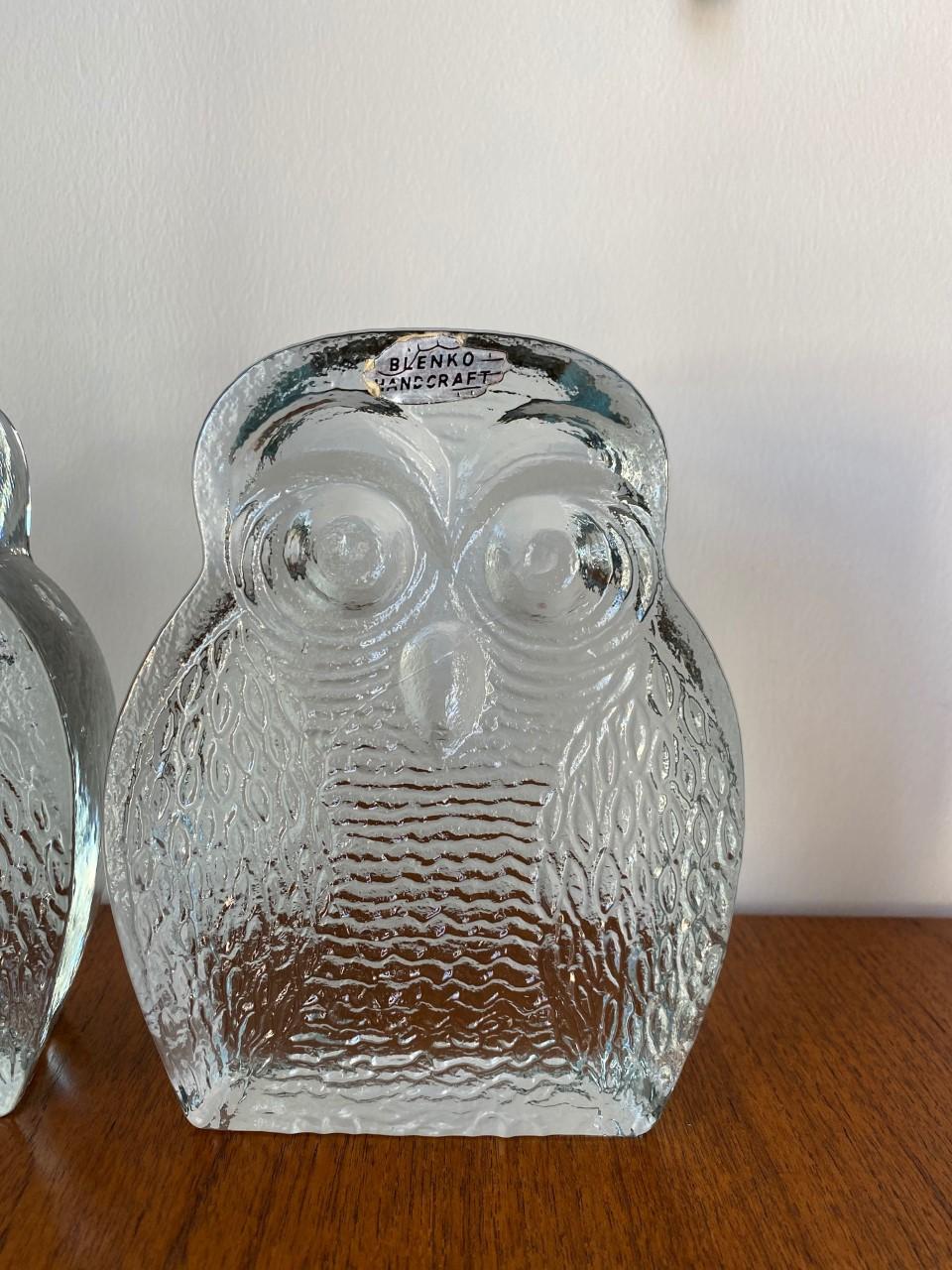 Vintage Midcentury Glass Owl Bookends by Blenko For Sale at 1stDibs ...