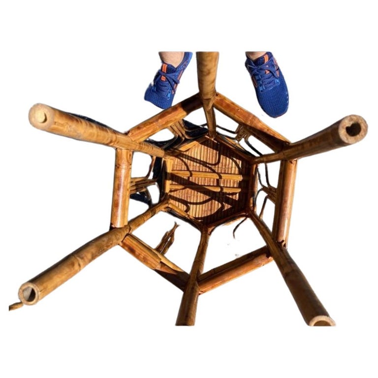 Vintage Mid-Century Hexagonal Bamboo Pedestals Plant Stands, a Pair For ...