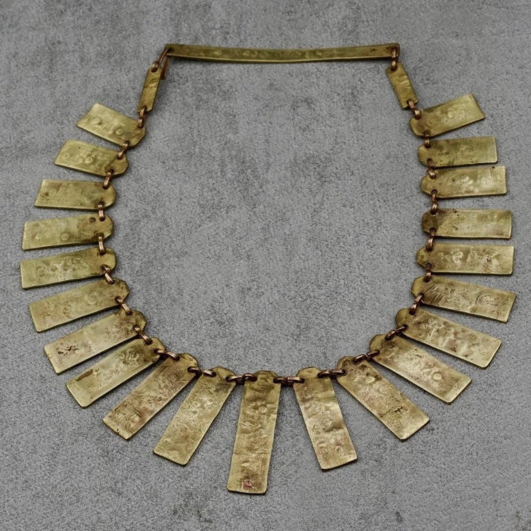 Vintage Mid Century Inca Symbol Plates Choker Necklace at 1stDibs