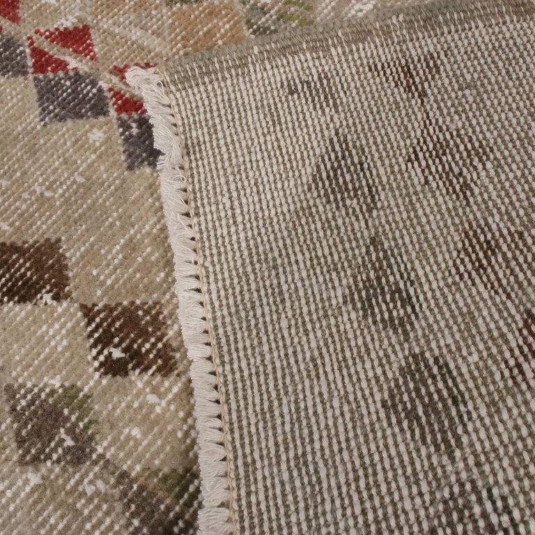 Vintage Midcentury Khaki Brown Wool Rug with Lively Accents For Sale at ...