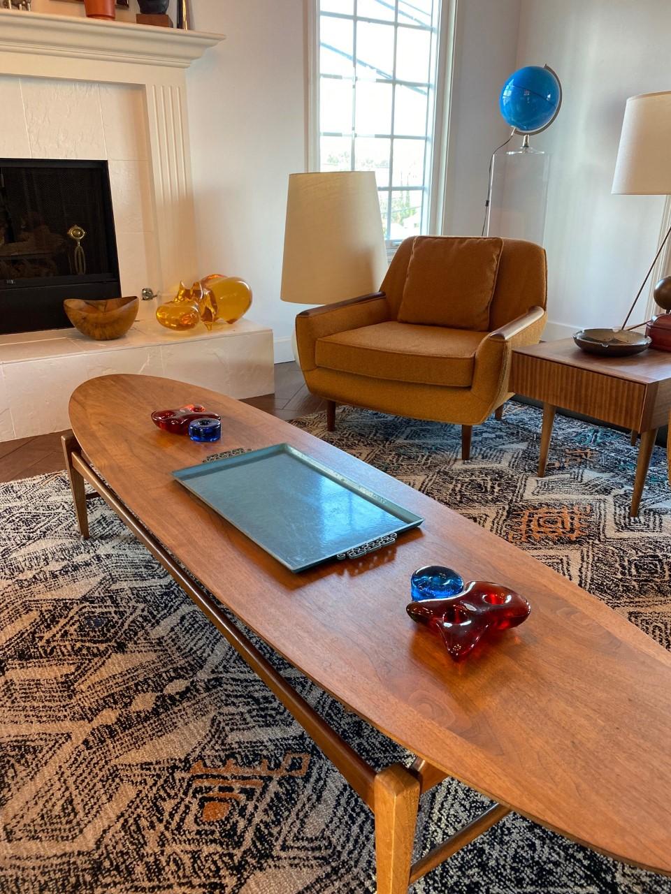 Vintage Mid Century Kyes Moire’ Glaze Brass and Enamel Blue Tray 1960s ...