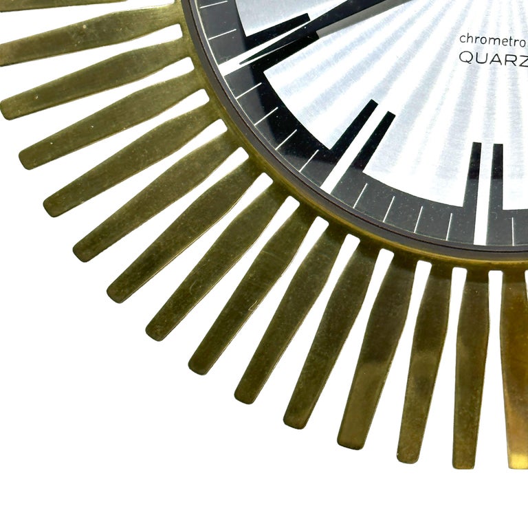 Vintage Mid-Century Meister Anker Sunburst Starburst Brass Wall Clock ...