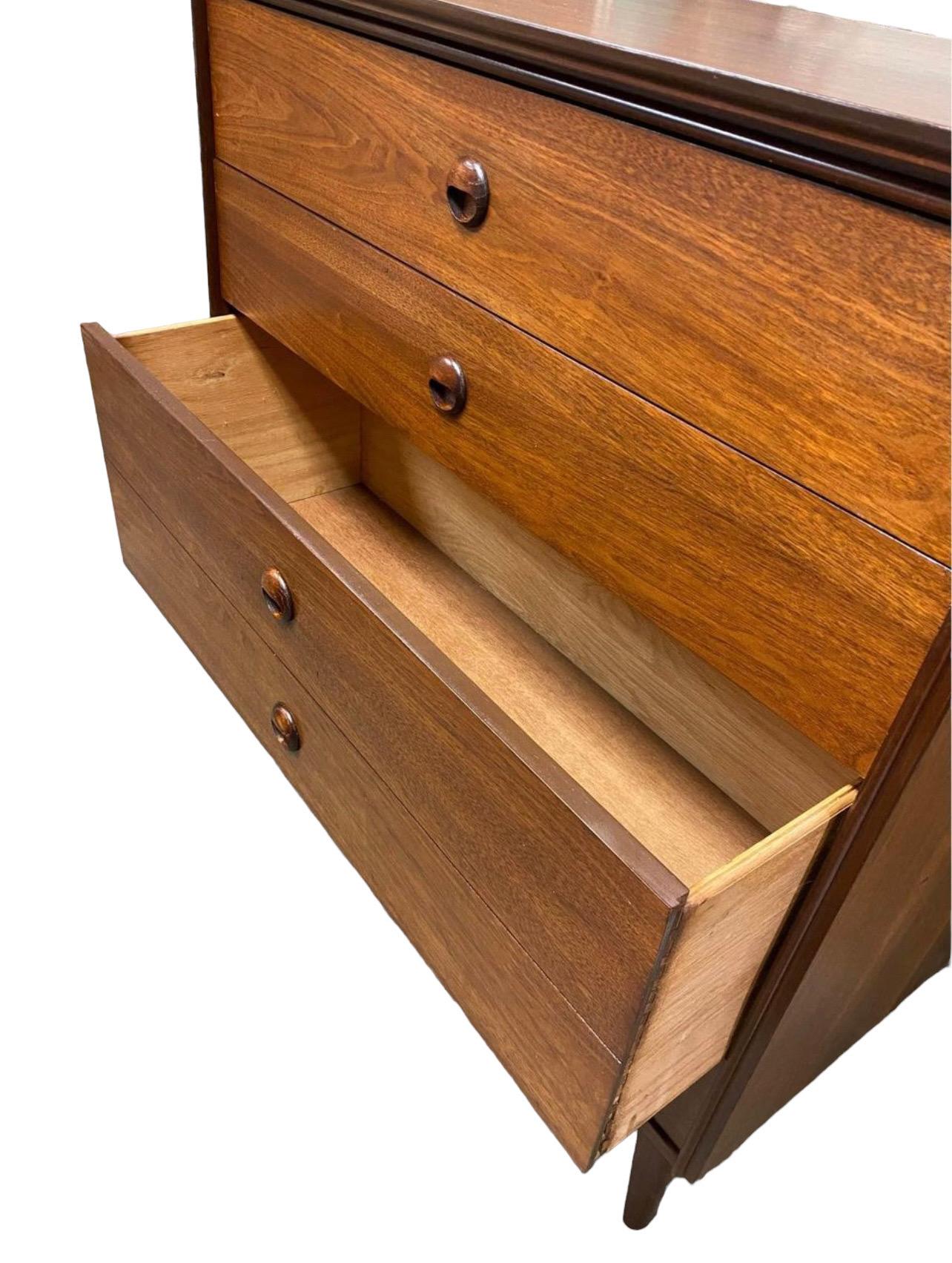 Vintage Mid Century Modern 4 Drawer Dresser Dovetail Drawers by Basset ...