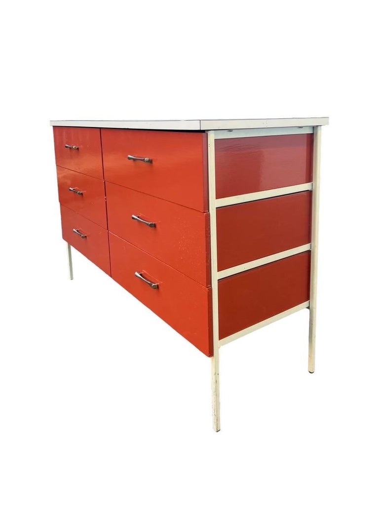 Vintage Mid-Century Modern 6 Drawer Dresser Metal Frame of George ...