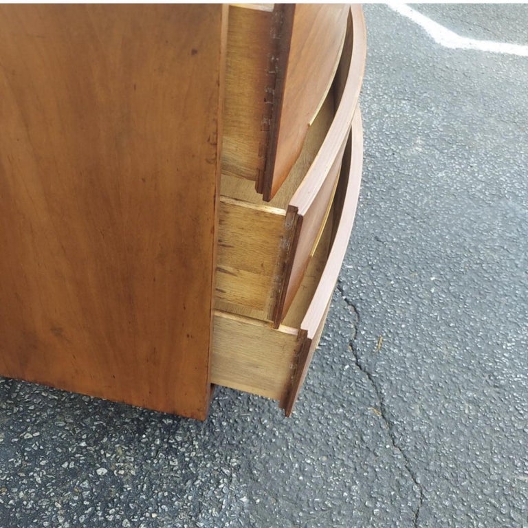 Vintage Mid-Century Modern 6 Drawer Walnut and Brass Dresser For Sale ...