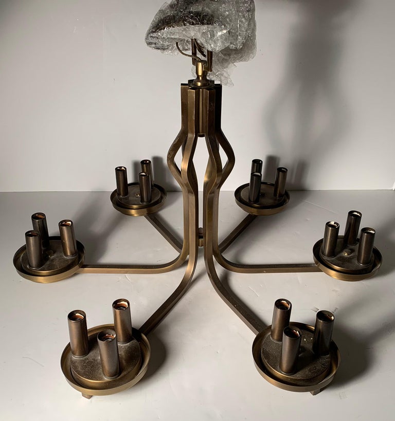 Vintage Mid-Century Modern Bronze Finish Chandelier at 1stDibs | mid ...