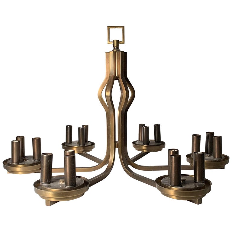Vintage Mid-Century Modern Bronze Finish Chandelier at 1stDibs | mid ...