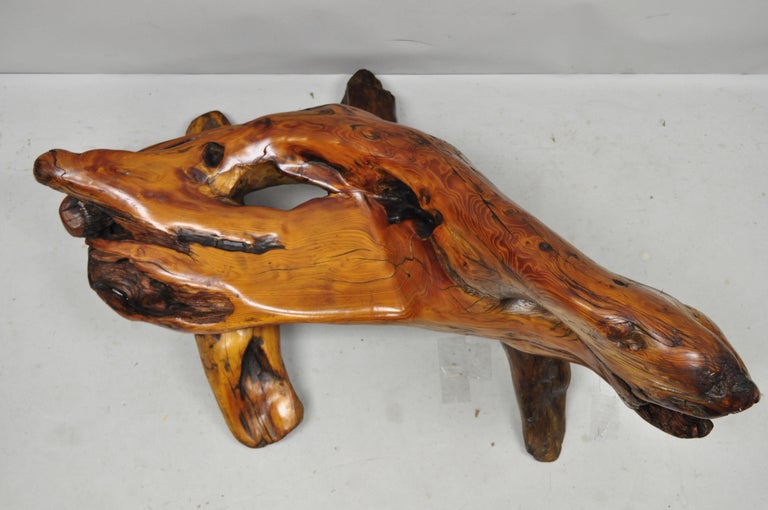 Vintage Mid-Century Modern Burl Wood Driftwood Freeform Ottoman ...