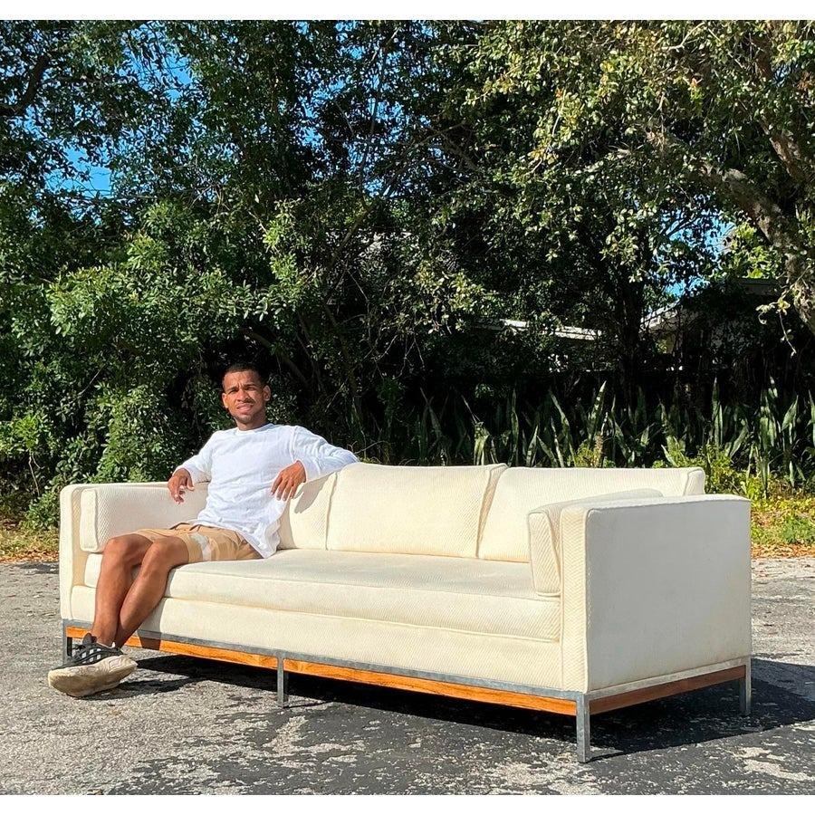 Vintage Mid-Century Modern Chrome Band Sofa For Sale at 1stDibs