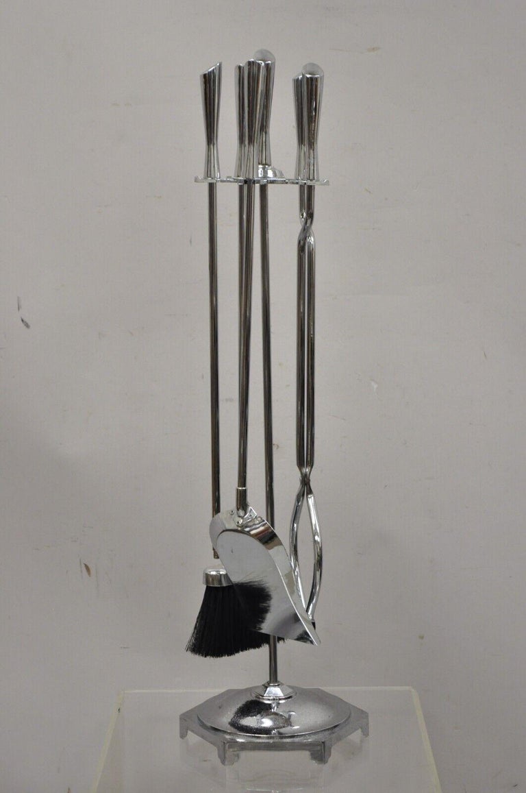 Vintage Mid-Century Modern Chrome Fireplace Tool Set - 5 Pc Set For ...