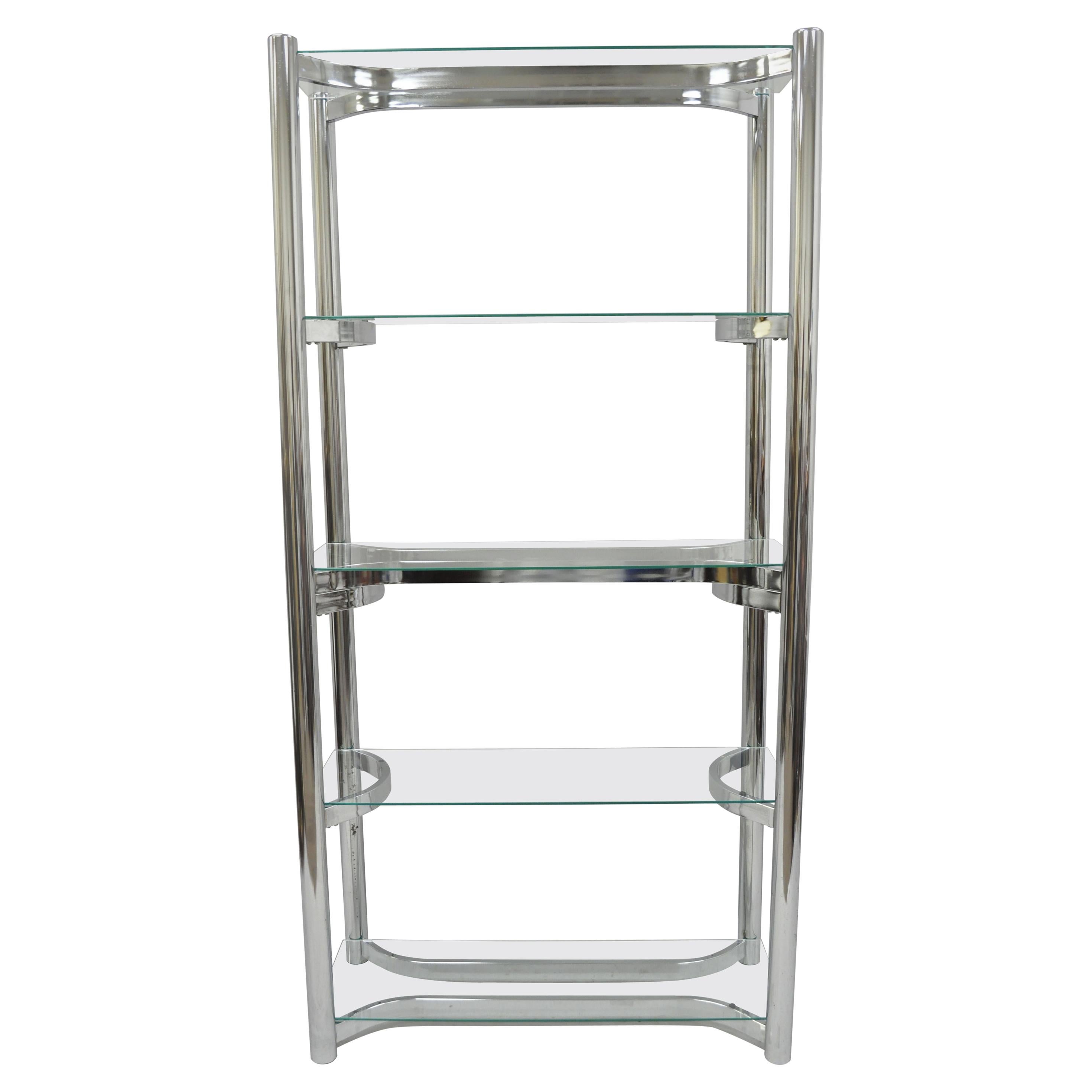 Vintage Mid-Century Modern Chrome Glass Baughman Étagère Bookcase ...