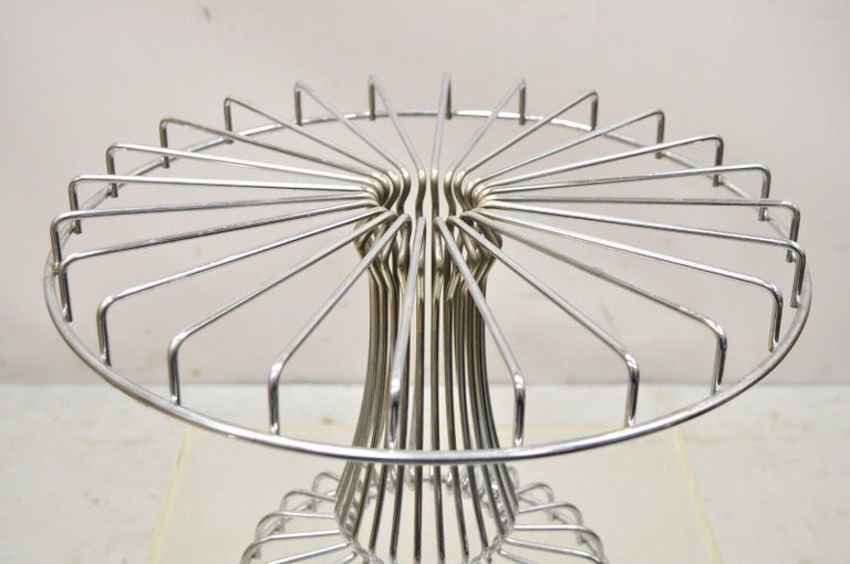 Vintage Mid Century Modern Chrome Metal Wire Pedestal Cake Stand For ...
