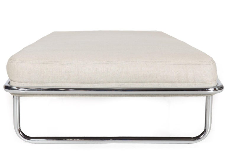 Vintage Mid-Century Modern Chrome and Raw Silk Daybed Bench by Brayton ...