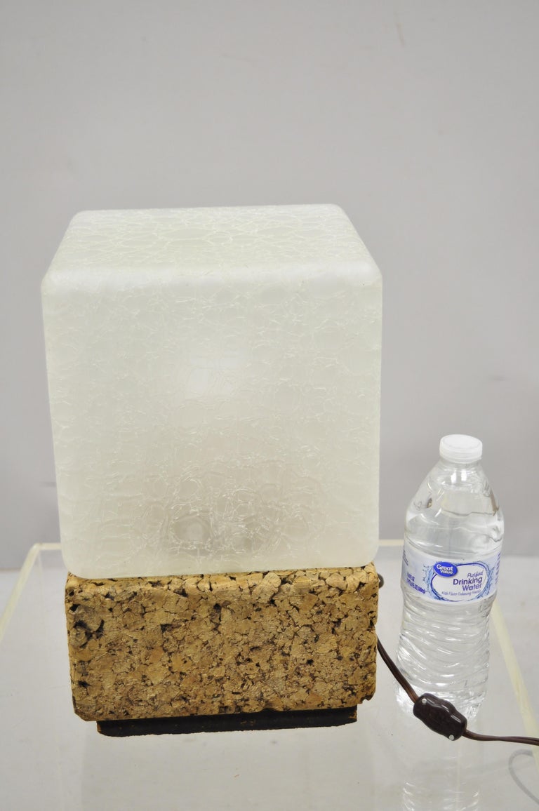 Vintage Mid-Century Modern Cork Crackled Glass Ice Cube Table Lamp at ...
