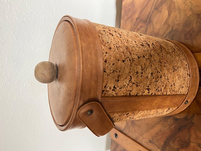 Vintage Mid-Century Modern Cork Wine Bucket Cooler For Sale at 1stDibs