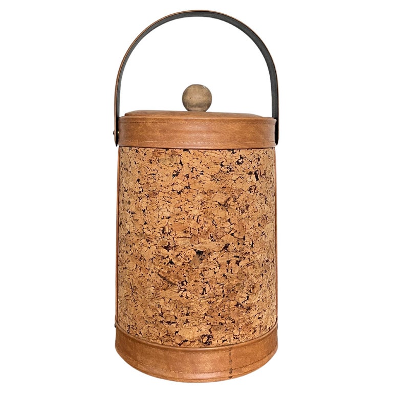 Vintage Mid-Century Modern Cork Wine Bucket Cooler For Sale at 1stDibs