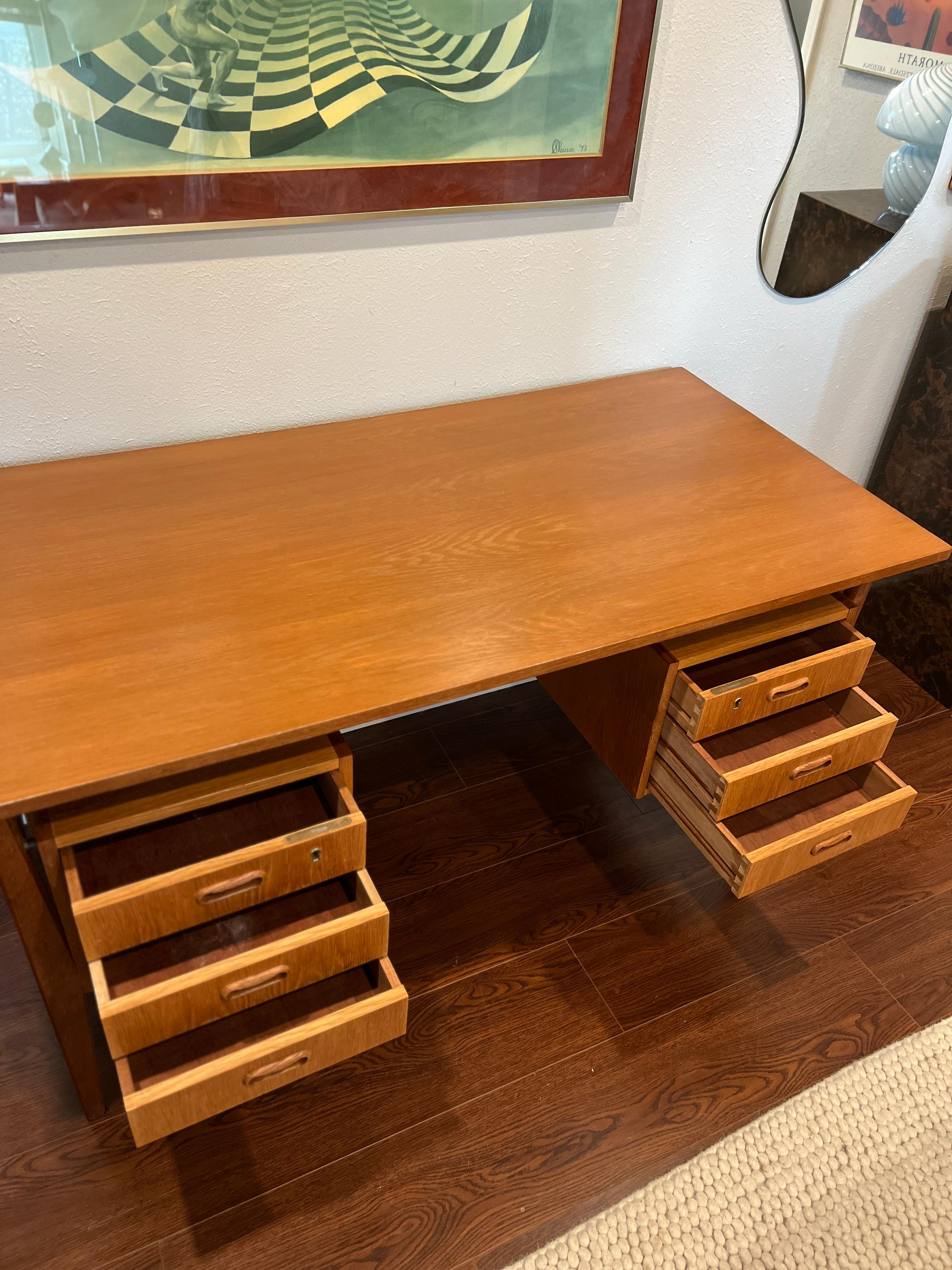 Vintage mid century modern danish desk with a floating too at 1stDibs