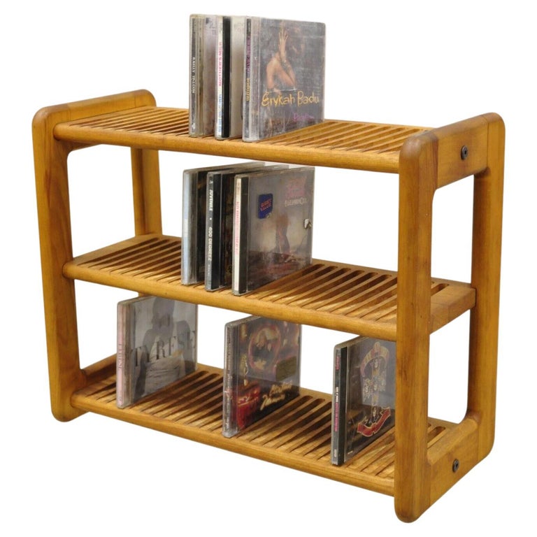 Vintage Mid-Century Modern Danish Style 3 Tier 72 Slot Teak Wood CD ...