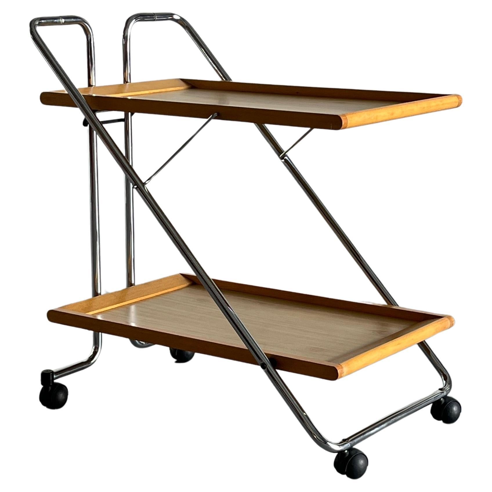 Vintage Mid-Century Modern Folding Bar Cart or Serving Trolley, Italy ...