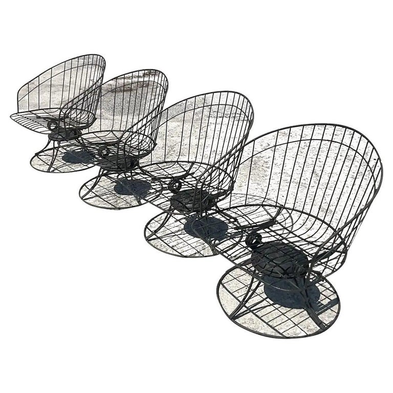 Vintage Mid-Century Modern Homecrest Wire Lounge Chairs, Set of 4 For ...
