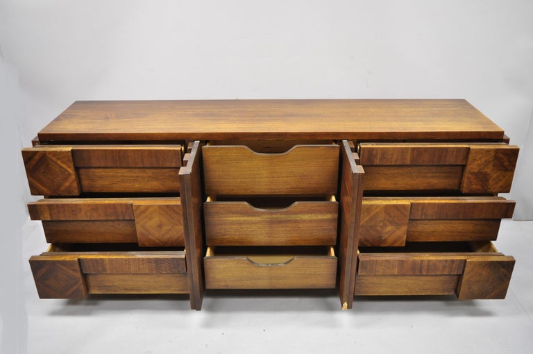 Vintage Mid-Century Modern Lane Brutalist Block Front Credenza Dresser ...