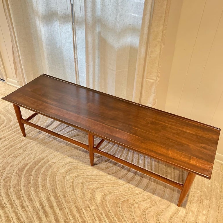 Vintage Mid-Century Modern Long Surfboard Style Wood Coffee Table For ...