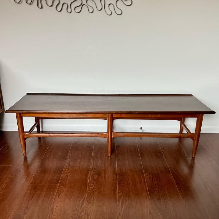 Vintage Mid-Century Modern Long Surfboard Style Wood Coffee Table For ...