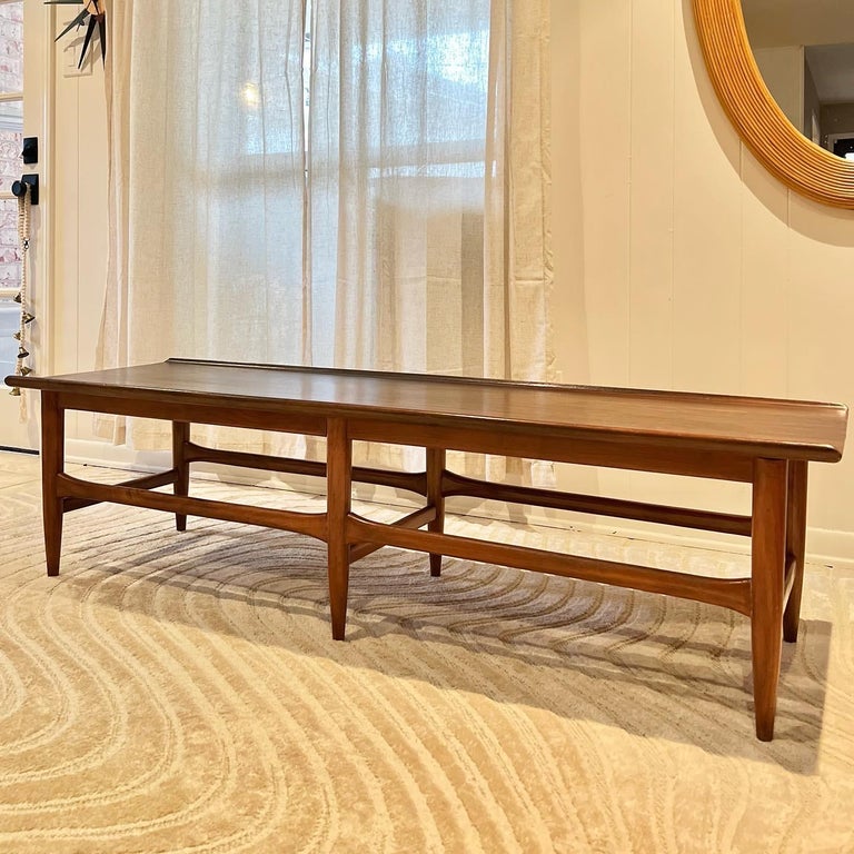 Vintage Mid-Century Modern Long Surfboard Style Wood Coffee Table For ...