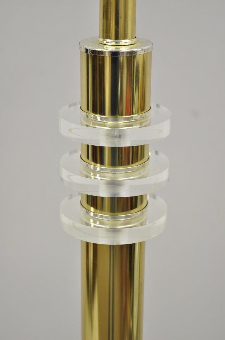 Vintage Mid-Century Modern Lucite Brass Glass Pole Floor Lamp Side ...
