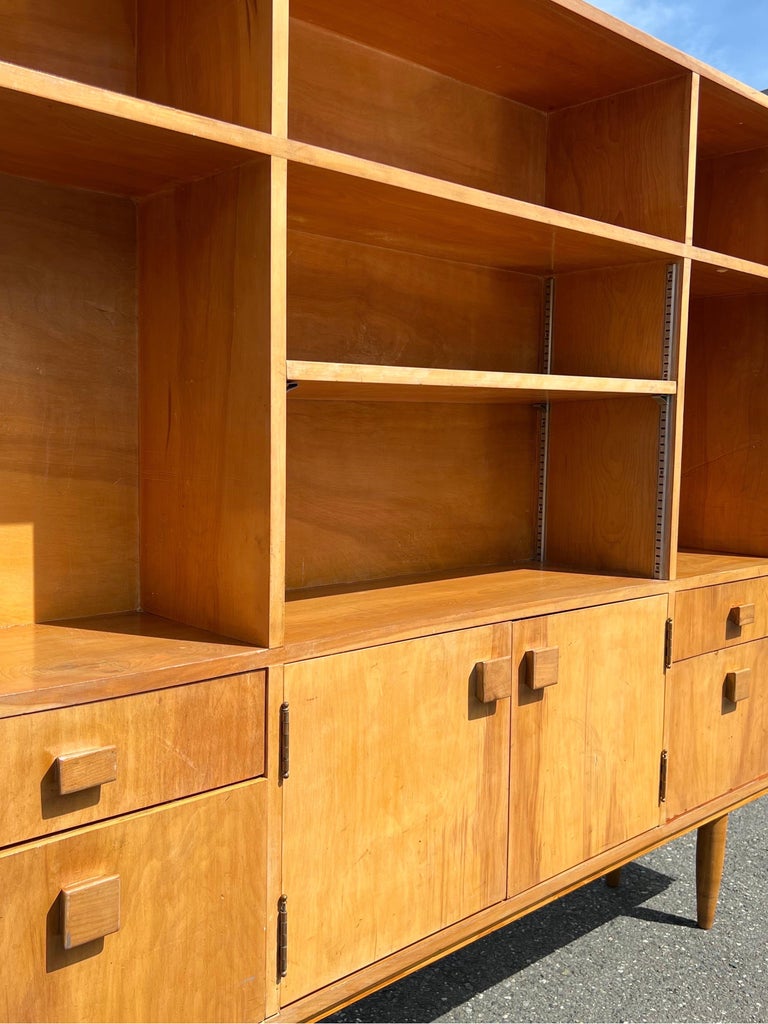 Vintage Mid-Century Modern Maple Book Case Etagere or Storage Cabinet ...