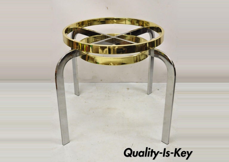 Vintage Mid-Century Modern Milo Baughman Style Chrome Brass Round Side ...