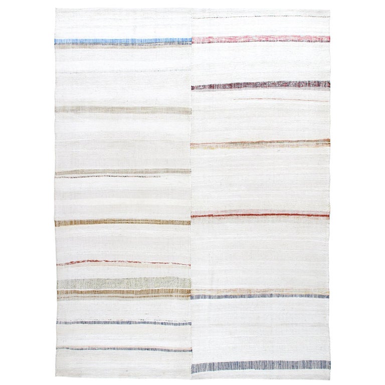 Vintage Mid-Century Modern Minimalist Flat-Weave Rug For Sale at 1stDibs