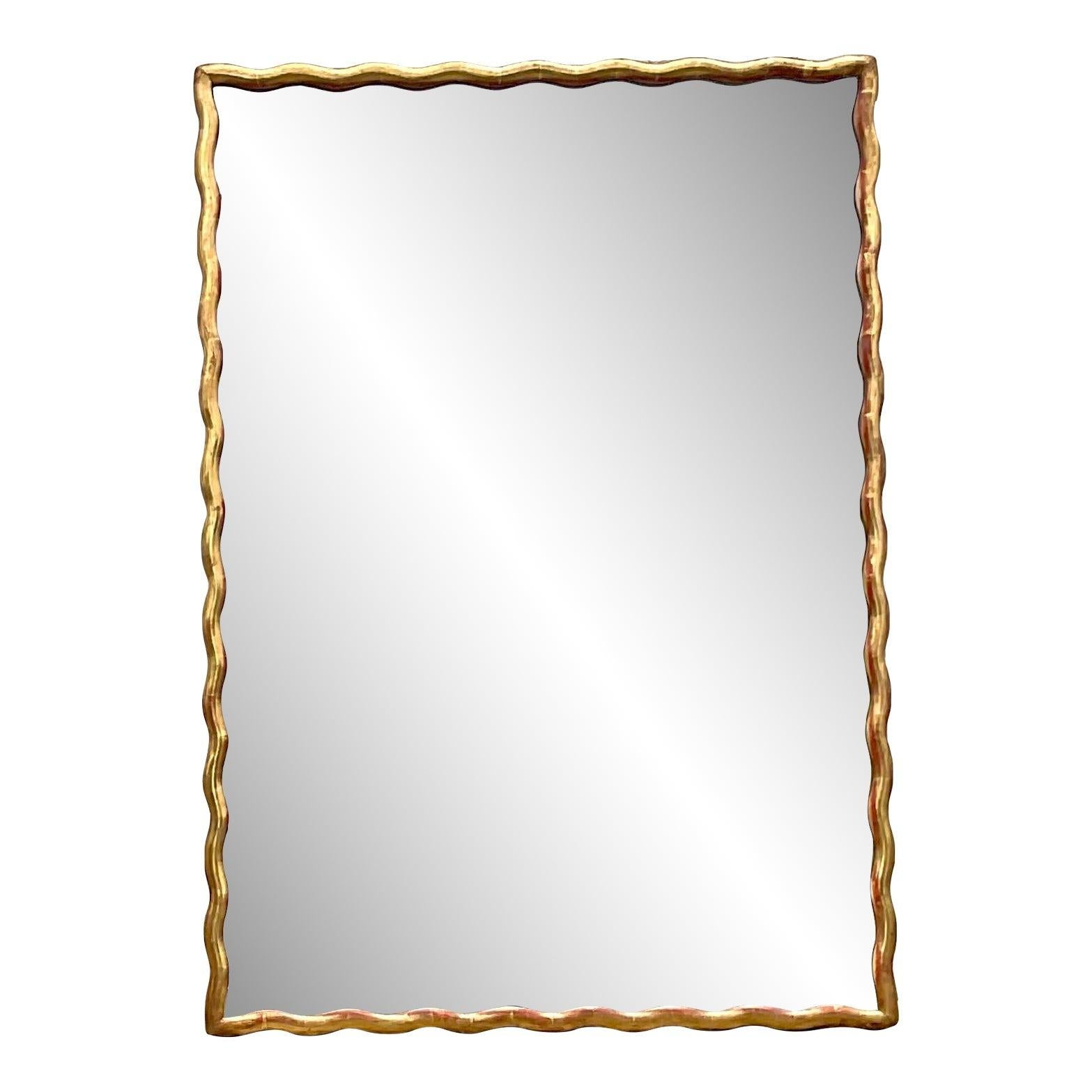 Vintage Mid-Century Modern Monumental Italian Gilt Ripple Mirror For ...